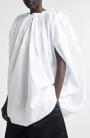 Comme Des Garçons Gathered Cotton Broadcloth Cocoon Top