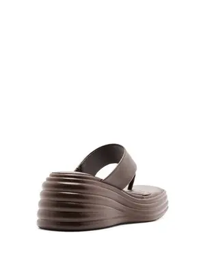 THERAPY AUSTRALIA Frame Square Toe Wedge Sandal - Chocolate Smooth Pu