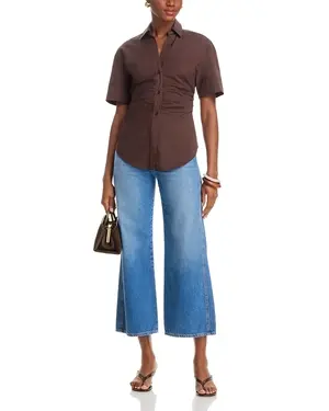 Veronica Beard Devra Short Sleeve Top - Dark Mocha