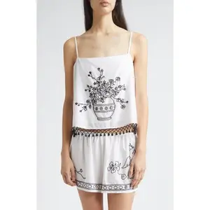 BODE Beaded Rosebloom Tank - White
