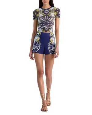 Alice + Olivia Hera High-rise Shorts - Anitque Scroll