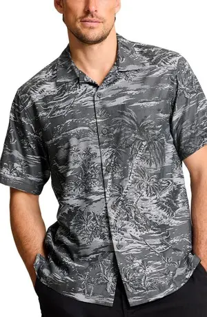 Tommy Bahama Coastal Ease Islandzone® Palms Print Camp Shirt - Black