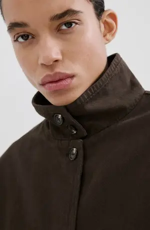 Mango Cotton Twill Jacket - Chocolate