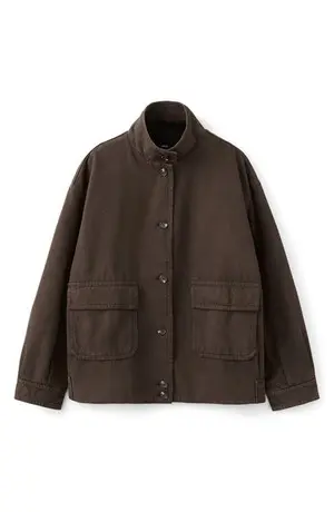 Mango Cotton Twill Jacket - Chocolate