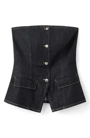 Mango Clemence Denim Bustier Top