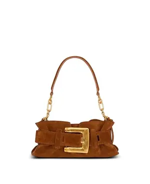 Balmain Anthem Mini Suede Leather Bag - Brown