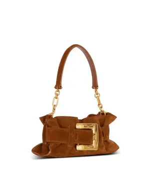 Balmain Anthem Mini Suede Leather Bag - Brown