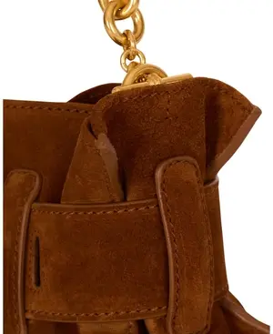 Balmain Anthem Mini Suede Leather Bag - Brown