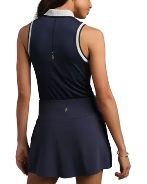 RHONE Sleeveless Zip Polo Shirt - Navy Blue