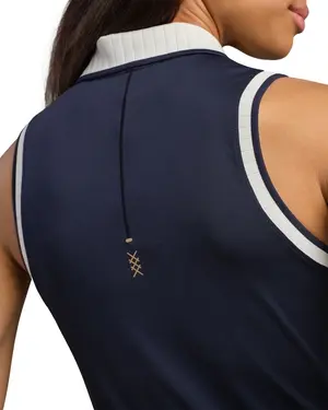 RHONE Sleeveless Zip Polo Shirt - Navy Blue