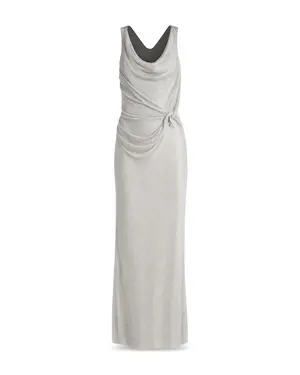 KATE BARTON Knit Gathered Cowl Neck Dress