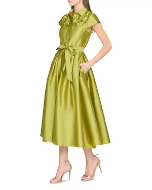 Theia Vada Taffeta Shirt Dress