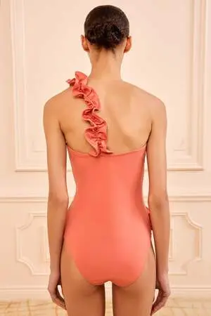 Ulla Johnson Capri One Shoulder Maillot - Coral