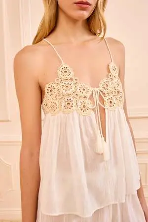 Ulla Johnson Alessia Coverup Top With Crochet Detail