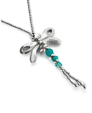 UNODE50 Long -plated Dragonfly Pendant Necklace With Crystals