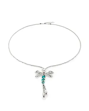 UNODE50 Long -plated Dragonfly Pendant Necklace With Crystals