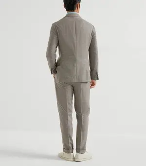 Brunello Cucinelli Virgin Wool-blend Prince Of Wales 2-piece Suit - Brown