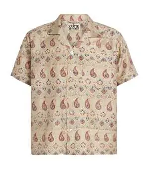 KARTIK RESEARCH Silk Printed Short-sleeve Shirt - Ivory