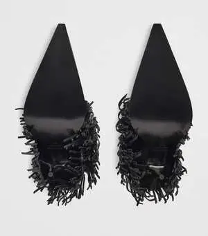 Balenciaga Calfskin Avenue Fringed Heeled Boots 90