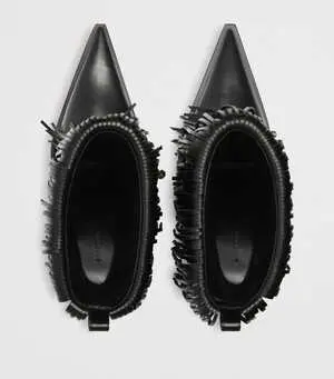 Balenciaga Calfskin Avenue Fringed Heeled Boots 90