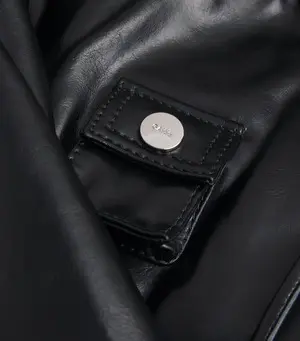 GANNI Recycled Leather Ruffled-collar Jacket