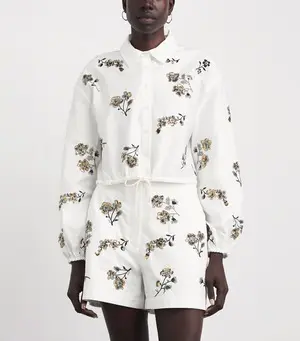 Claudie Pierlot Floral Embellished Cotton Shirt