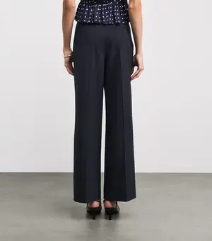 Maje Wool-blend Pinstripe Wide-leg Trousers - Blue