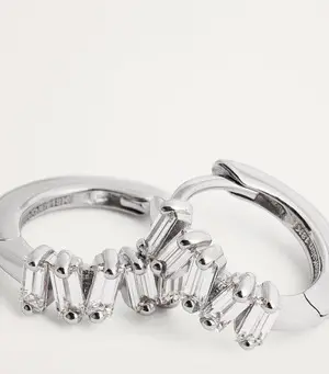 SUZANNE KALAN Gold And Diamond Bold Huggie Earrings - White