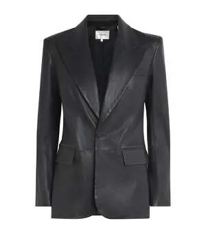 FRAME Leather Peak Lapel Blazer