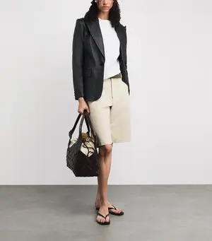 FRAME Leather Peak Lapel Blazer