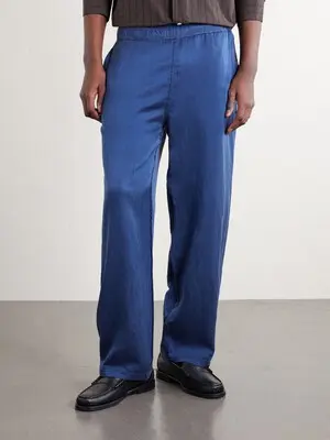 REMI RELIEF Straight-leg Silk And Cotton-blend Trousers