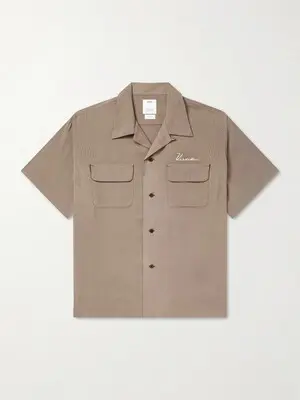 Visvim Judo Convertible-collar Logo-embroidered Woven Shirt - Brown