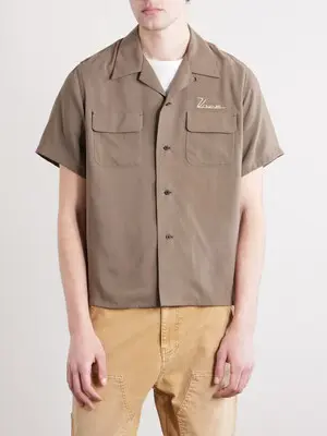 Visvim Judo Convertible-collar Logo-embroidered Woven Shirt - Brown