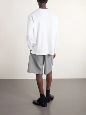 Our Legacy Ponte Straight-leg Pleated Checked Grain De Poudre Shorts - Gray