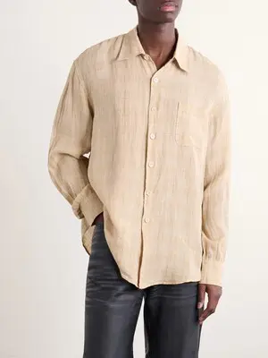 Our Legacy Above Checked Linen-gauze Shirt
