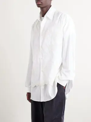 Our Legacy Vast Layered Embroidered Cotton-poplin Shirt - White