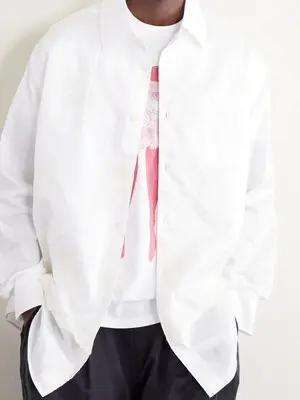 Our Legacy Vast Layered Embroidered Cotton-poplin Shirt - White