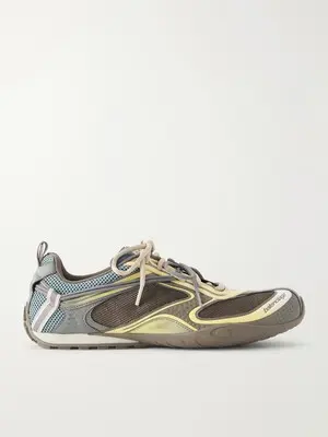 Balenciaga Radar Gradient Lines Mesh And Rubber Sneakers - Brown