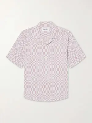 CORRIDOR High Focus Camp-collar Checked Cotton Shirt - Red