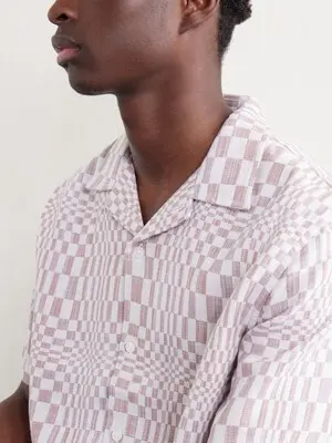 CORRIDOR High Focus Camp-collar Checked Cotton Shirt - Red