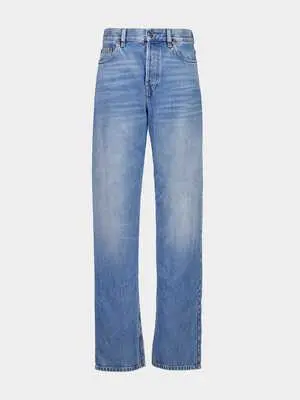 Gucci Light Wash Denim Pant With Label - Blue