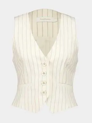 Zimmermann Pinstripe Linen Waistcoat - Cream