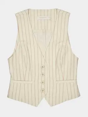 Zimmermann Pinstripe Linen Waistcoat - Cream