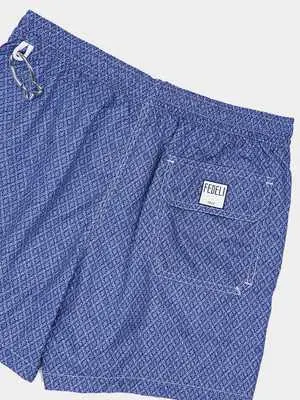 Fedeli Diamond Weave Swim Shorts - Blue
