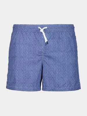 Fedeli Diamond Weave Swim Shorts - Blue