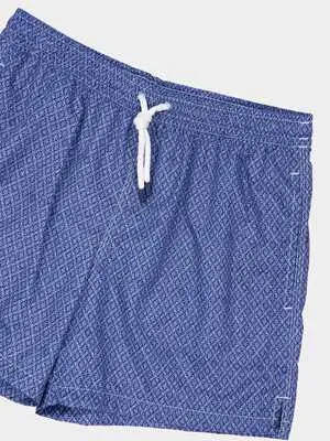 Fedeli Diamond Weave Swim Shorts - Blue