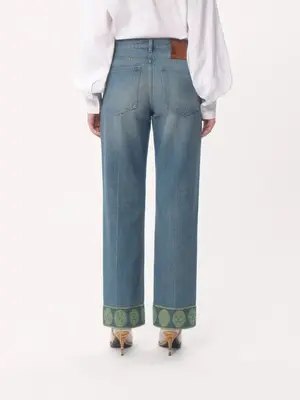 Valentino Garavani Denim Trousers With Jacquard Trim