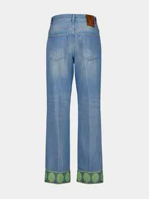 Valentino Garavani Denim Trousers With Jacquard Trim