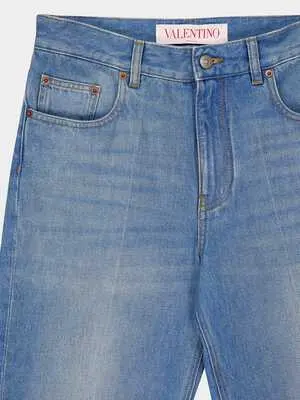 Valentino Garavani Denim Trousers With Jacquard Trim