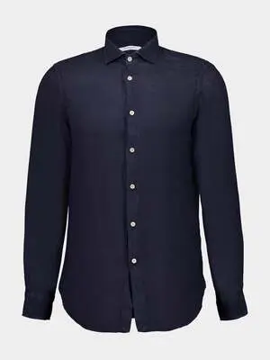 Boglioli Navy Regular-fit Linen Shirt - Blue